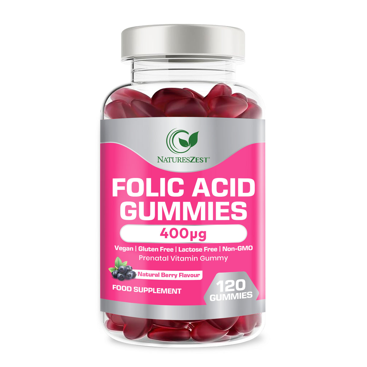 Folic Acid Gummies 400μg – Prenatal Vitamin for Women, Natural Berry F ...